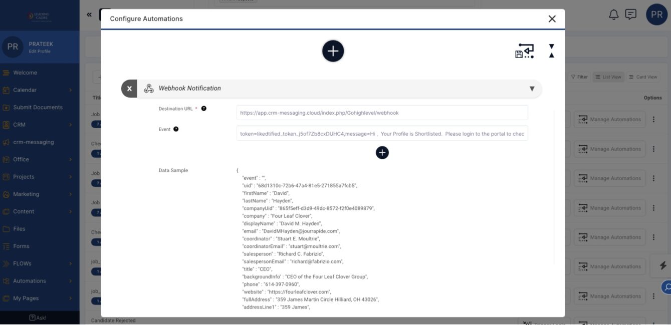 Configure Automations In Suitedash Crm Messaging